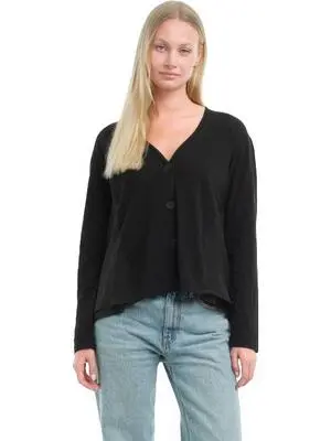 WILT CLOTHING Button-Front Mixed Cardigan Black