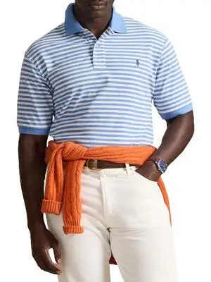 Polo Ralph Lauren Big & Tall Striped Mesh Polo Shirt - Bristol Blue Nd Wht