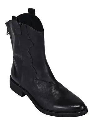 OLD TREND Genuine Leather Western Inspired Mid-shaft Boots - Black