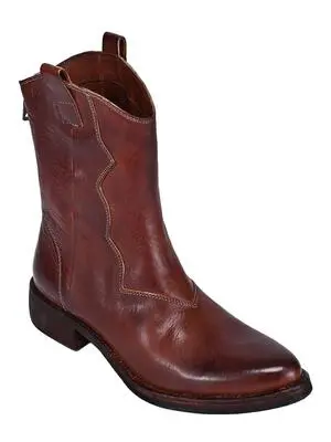 OLD TREND Genuine Leather Western Inspired Mid-shaft Boots - Coffee
