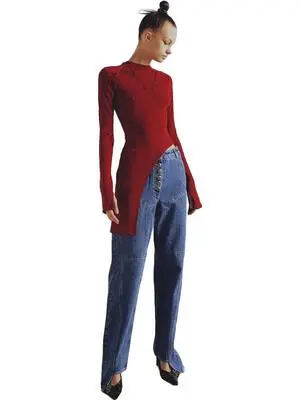 PCFG Two-Tone Ribbed Long Sleeve Top