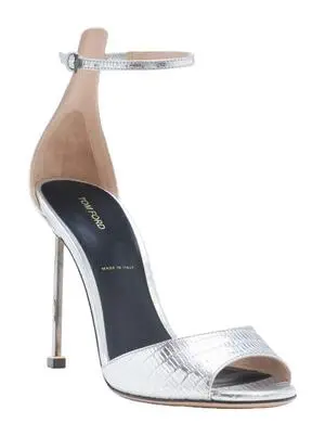 TOM FORD Stiletto Ankle Strap Sandal - Silver