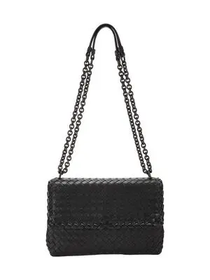 Bottega Veneta Intrecciato Leather Olimpia Shoulder Bag - Black
