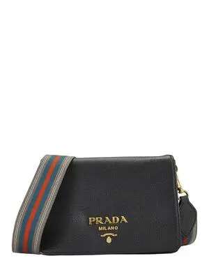 PRADA Vitello Daino Double Strap Crossbody Bag