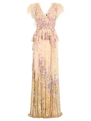 JENNY PACKHAM Floral Sequin-Embellished Gown