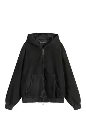 Palm Angels Zip-up Hooded Jacket - Black