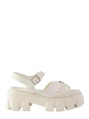 Prada Monolith Buckle Sandals - White