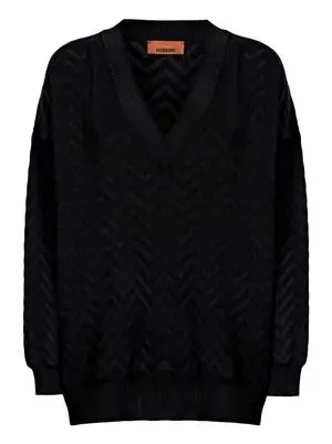 Missoni V-neck Chevron Sweater - Black
