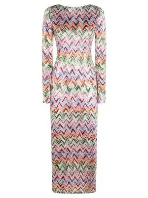 Missoni Missoni Zigzag Lace Motif Long-Sleeved Dress Multicolour