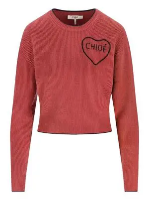 Chloé Heart Knitted Jumper - Red