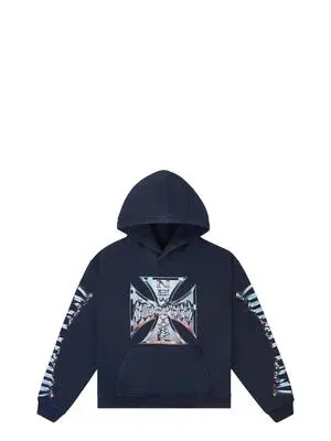 GODSPEED Chrome Motto Navy Wash Hoodie - Blue