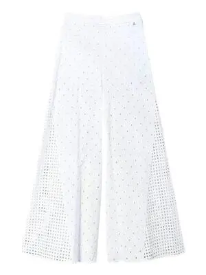 TWINSET Broderie Anglaise Palazzo Trousers - White