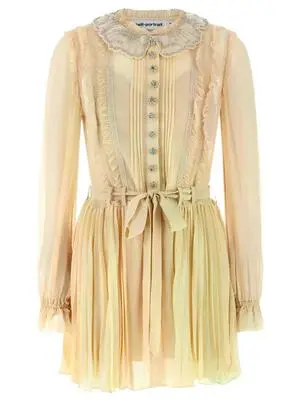 SELF-PORTRAIT Ruffled Dress - Neutrals