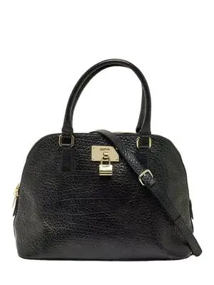 Dkny Dome Padlock Leather Tote Bag - Black