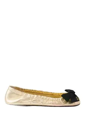 Prada Leather Ballet Flats - Gold