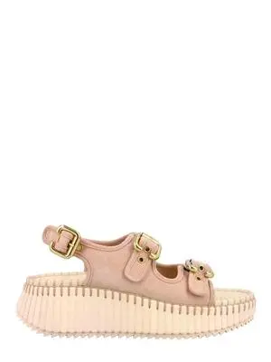 Chloé Buckle Platform Sandals - Pink