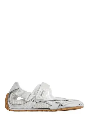 Bottega Veneta Fabric And Faux Leather Mary Jane Sneakers Silver