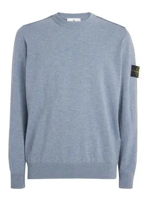Stone Island Virgin Wool Compass Sweater - Blue