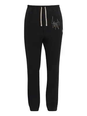 Rick Owens X Moncler Cotton Embroidered Straight Sweatpants - Black