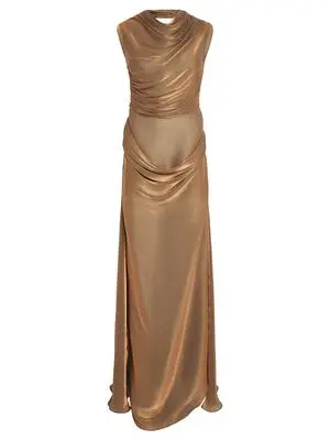 SANDRA MANSOUR Charmeuse Tension Douce Gown - Brown