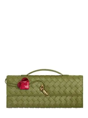 Bottega Veneta Leather Intrecciato Andiamo Clutch - Neutral