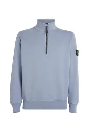 Stone Island Cotton Half-zip Compass Sweatshirt - Blue
