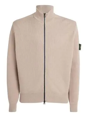 Stone Island Organic Cotton Zip-up Sweater - Beige