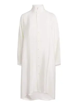 Eskandar Silk Longline Shirt - White