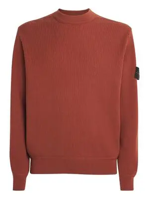 Stone Island Cotton Rib-knit Compass Sweater - Red