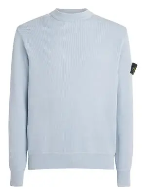 Stone Island Cotton Rib-knit Compass Sweater - Blue