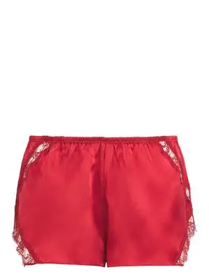 Kiki De Montparnasse Silk Lace-trim Shorts - Red