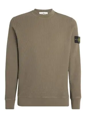 Stone Island Cotton Waffle-knit Crew-neck Sweater - Green