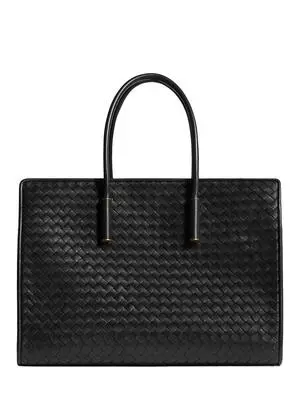 BOTTEGA  VENETA Intrecciato Leather Barbara Tote Bag - Black