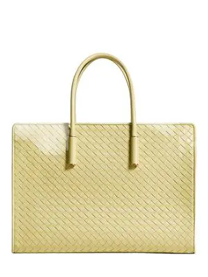 BOTTEGA  VENETA Intrecciato Leather Tote Bag - Butter Yellow
