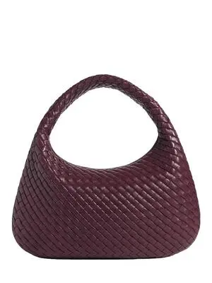 Bottega Veneta Padded Intrecciato Leather Shoulder Bag Deep Mahogany