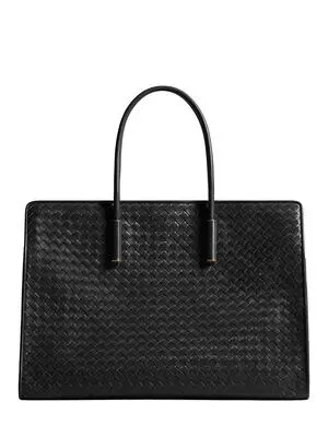 Bottega Veneta Large Intrecciato Leather Tote Black