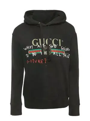 Gucci Knit Printed Hoodie - Black