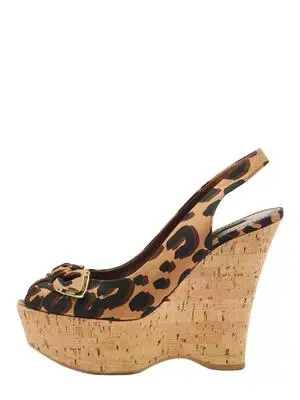 LOUIS VUITTON Leopard-print Wedge Sandals - Neutrals