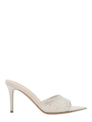 GIANVITO ROSSI Rania 85 Crystal-embellished Mesh Mules - White