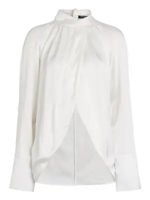 Balmain Draped Silk Blouse - White