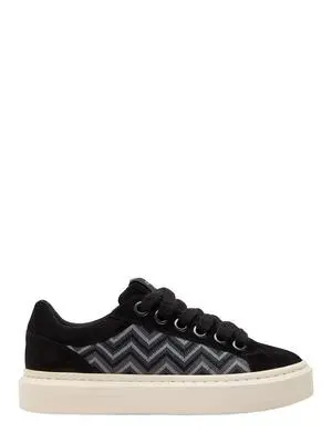 CLEENS Ace Chevron-knit Suede Sneakers - Black