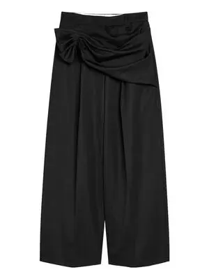 Simone Rocha Draped Wide-leg Gabardine Trousers - Black