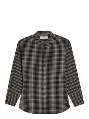 RÓHE Checked Cotton Shirt - Black