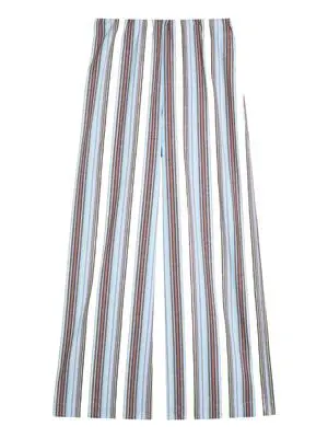 Faithfull The Brand Lane Striped Cotton And Linen-blend Trousers - Blue