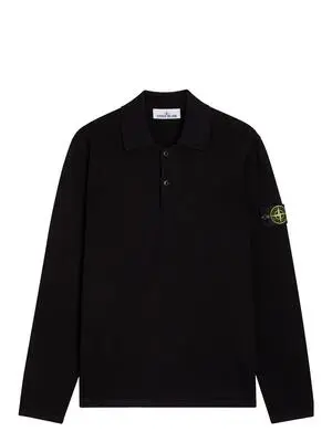 Stone Island Knit Cotton Polo Shirt - Black