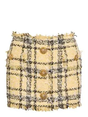 Balmain Checked Tweed Mini Skirt - Multicoloured
