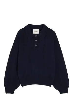 LISA YANG Etta Cashmere Polo Jumper - Navy