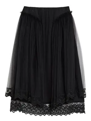 Simone Rocha Lace-trimmed Satin-crepe Midi Skirt - Black