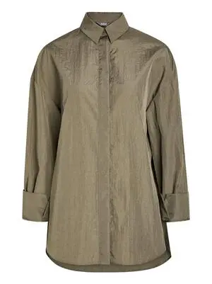 Max Mara Platani Crinkled Shell Shirt - Khaki