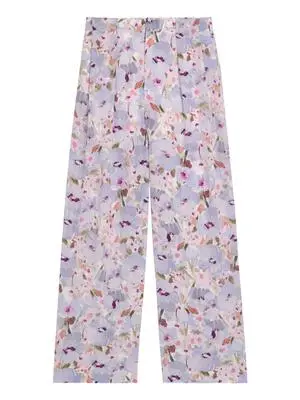 Balmain Floral-print Wide-leg Silk Trousers - White